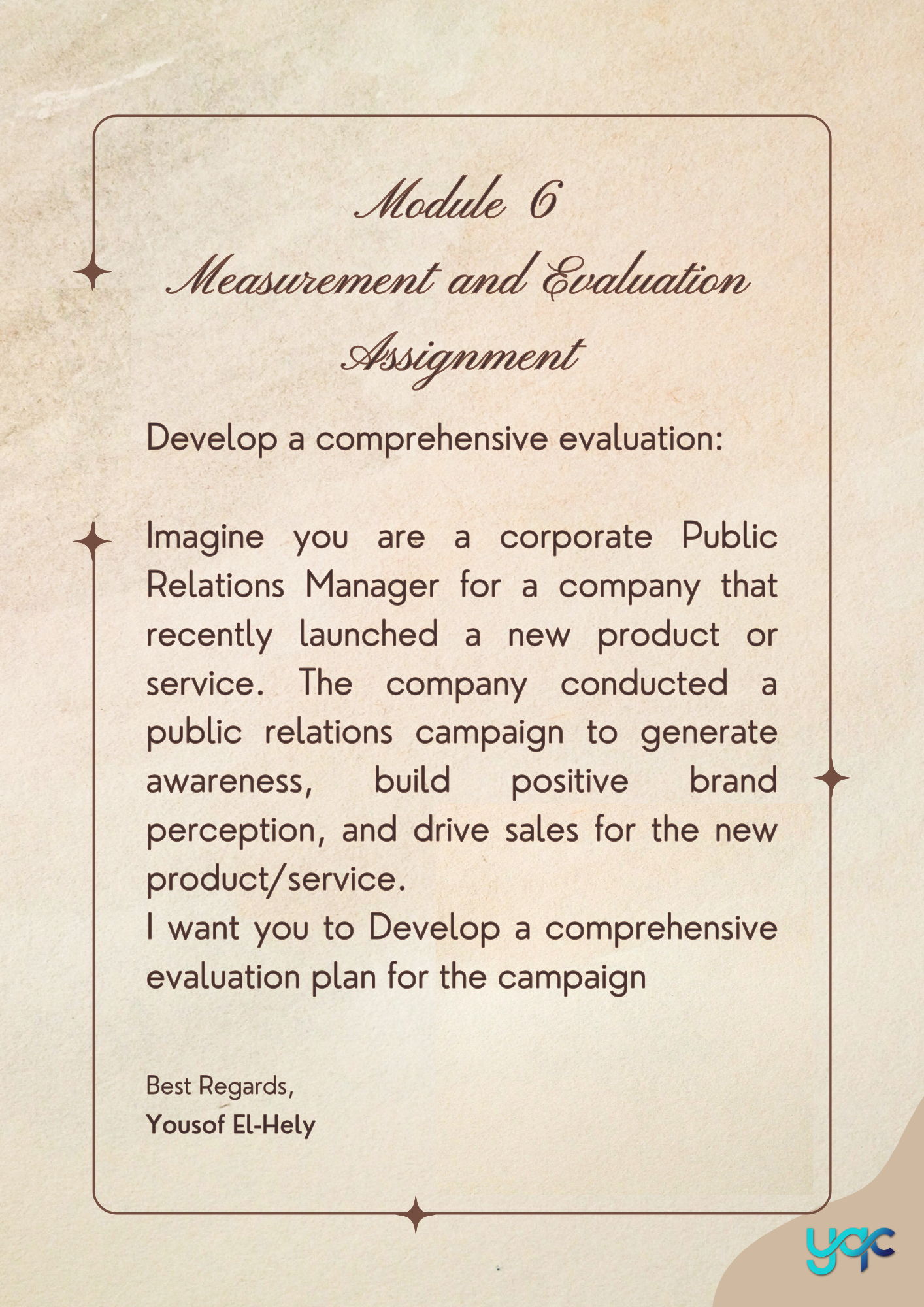 Module 6: Assignment - Public Relations - YQC - Youth Qualifying Center